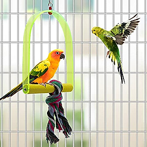 Wontee Bird Toys Bird Swing Toy Bird Perches for Parrot Budgie Parakeet Cockatiel Conure African Grey (Medium, Green)