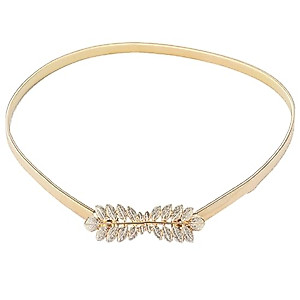 COSYDAYS Women Gold Belt for Dress Leaf Waist Belt Skinny Metal Waist Chain Leaves Dress Belts Waistband Jewelry (B)