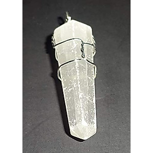 ( Sublime Gifts ) Selenite Point Cleansing Crystal Healing Cut wire wrapped Point Pendant with Metal Bail