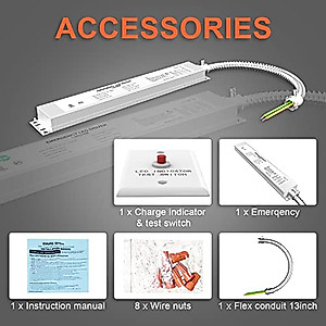 LED Emergency Backup Driver 20W, 100-347V AC 175V DC Over 90 Mins Emergency Time, 0/1-10V Dimmable Emergency LED Driver, Rechargeable UL Listed Backup Battery for LED Grooves, Panels and Linear Lights