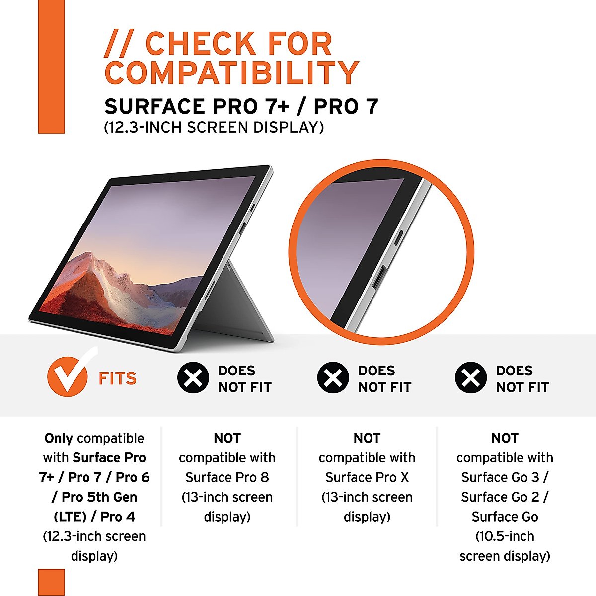 UAG Microsoft Surface Pro 7 Plus/Pro 7/Pro 6 Case w/Hand Strap & Shoulder Strap, Plasma Ice + Microsoft Surface Pro 7 Plus/Pro 7/Pro 6 Screen Protector Tempered Glass, Clear
