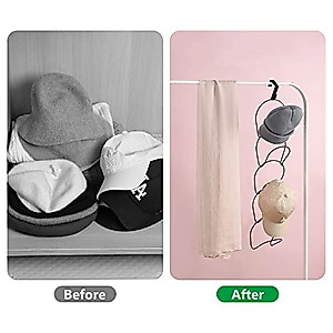 ABuff 15Pcs Rings Cap Rack, Hanging Wig Hat Racks, Hat Rack Hanger Holder Baseball Caps Rack Holder for Hat Clothes Scarf Bag Rack Organizer(Black)