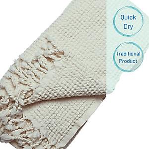 PÜSKÜL - Waffle Weave Ultra Soft Cotton Turkish Beach Towels 67X33 Inches 2-Pack (Natural, 2)
