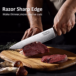 PICKWILL Kitchen Knife Set, 3-Piece Chef Knife Set, Sharp Knives Set with Wooden Handle, High Carbon Stainless Steel Professional Kitchen Knives, Elegant Gift Box for Home or Restaurant