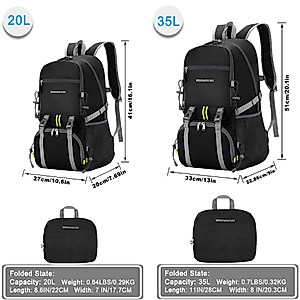 WEREWOLVES Lightweight Waterproof Foldable Small Backpack - Water Resistant Hiking Daypack for Outdoor Camping Travel (20L, Navyblue)