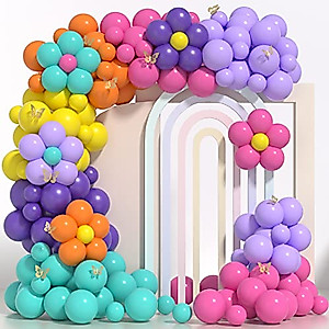 ZFUNBO Balloon Garland Arch Kit, 155pcs Birthday Party Balloons Garland For Magic House Themed Party Decor - Plum Clip, 3D Butterfly Stiker for Baby Shower Gender Reveal Birthday Party