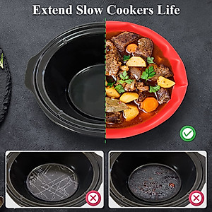 Silicone Slow Cooker Liners Bags-Compatible with Crock Pot 6 QT, Easyjoy For Crock Pot Liners Reusable Divider Bags Fit For 6 Quart Oval & Round Slow Cookers, Leakproof Dishwasher Safe BPA Free, 1PCS