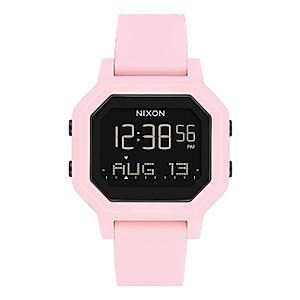NIXON Siren A1311 - Pale Pink - 100m Water Resistant Women's Digital Sport Watch, 38mm Watch Face, 18mm-16mm Pu/Rubber/Silicone Band
