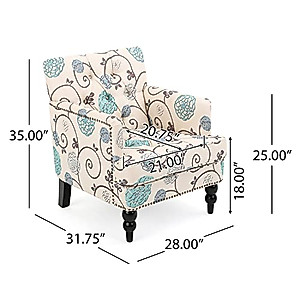 Christopher Knight Home Harrison Fabric Tufted Club Chair, White / Blue