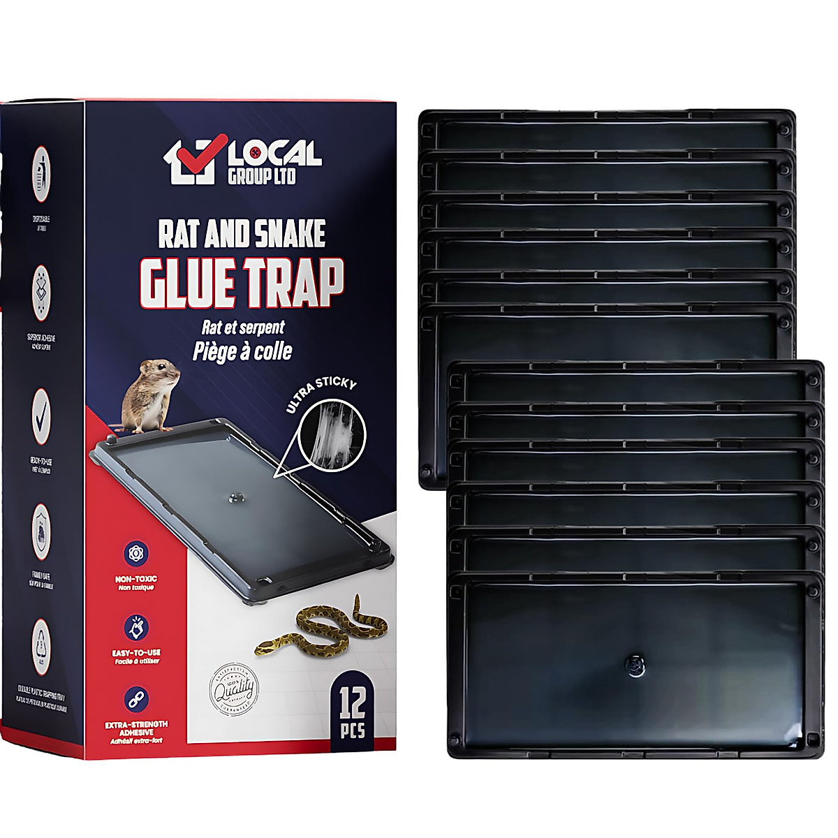 Sticky Mouse Pads 12-Pack | Large Glue Boards for Mice, Rats, and Snakes | Non-Toxic Heavy Duty Glue Boards for Indoor Use, Rodents, Spiders