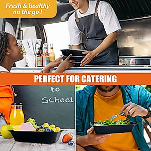 Teivio 35Pack 16oz Disposable Meal Prep Containers, Plastic Food Storage Containers with Lids, Leak proof, Microwave and Freezer Safe,for preparing lunch, snacks, salad or sandwiches (Black)