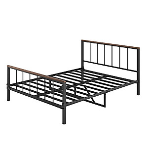 yoptote, Queen Size Metal Platform Frames with Headboard and Footboard for Bedroom,Black Bed