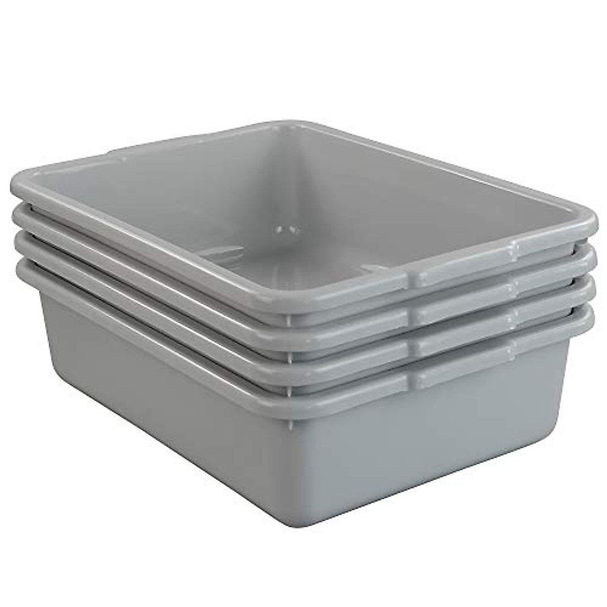 Wekioger Small Commercial Bus Tubs, Grey Bus Box/Wash Basin, 14.85" x 10.8" x 4.1"(4 Packs)