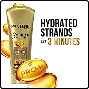 Pantene, Conditioner, Pro-V Daily Moisture Renewal for Dry Hair, 3 Minute Miracle, 6 Fl Oz (Pack of 3)