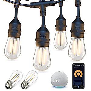 XMCOSY+ Outdoor String Lights, 98 Ft Smart Patio Lights LED String Lights, 30 Dimmable Edison Shatterproof Bulbs, WiFi Control, Work with Alexa, Waterproof String Lights for Outside Bistro Porch
