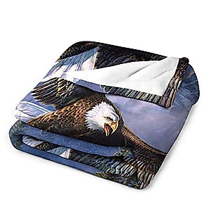 Bald Eagle Blanket American Eagle Decor Throw Blanket Bald Eagle Blanket Gifts for Men Super Warm Soft Plush Lightweight Fleece Flannel Blanket Winter Couch Bedding Blanket for Kids Adults 40"x50"