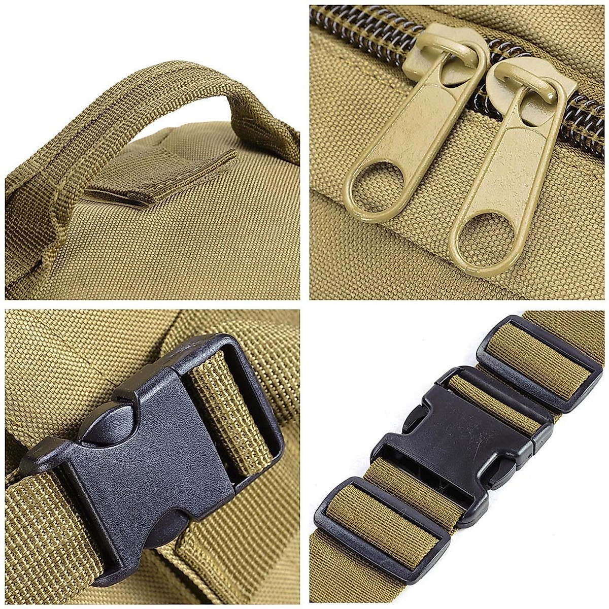 HHE 55L Military Tactical Bag for Camping Hiking Trekking Hunting Bug Out Bag Outdoor Backpack (Khaki),Large