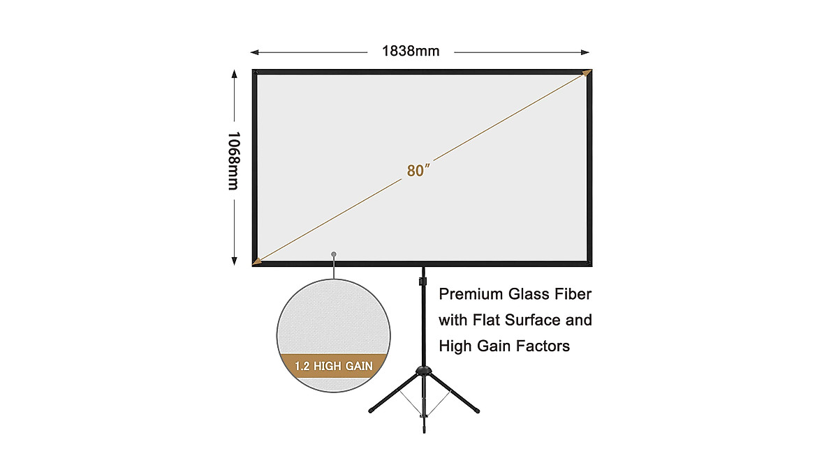 80 Inch Portable Projector Screen with Stand | Outdoor Movie