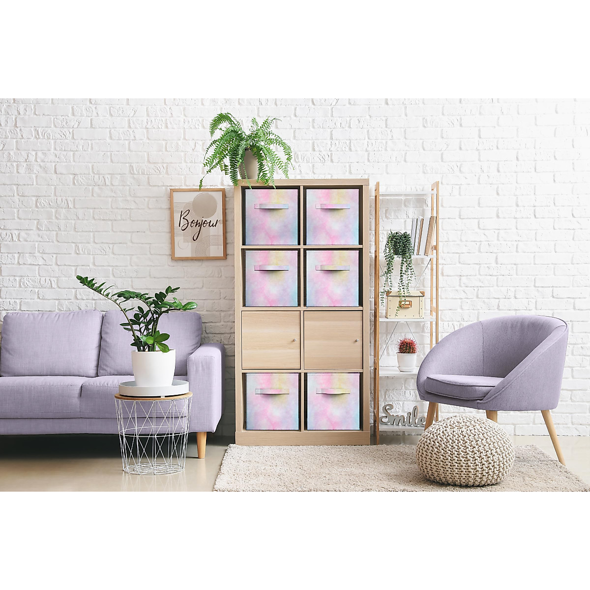 Sorbus Fabric Storage Cubes - 6 Foldable Tie Dye Storage Bins for Organizing Cubbies, Toy Box - Clothes Storage & Closet Organizer - 11 Inch Collapsible Cube Baskets for Shelves with Handle (Tie Dye)