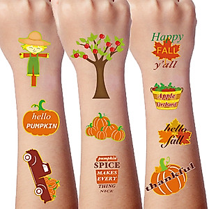 Apple Fall Temporary Tattoos for Kids - 120pcs Pattern Apple Orchard Autumn Tattoos Stickers for Fall Harvest Party favors, Classroom Fall Prize for Students