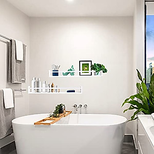 AZSKY Nursery Room Shelves 36 Inch White Floating Bookshelves for Kids Wall Mounted Wood Floating Book Shelf and Picture Ledge for Frames Living Room Decorative Organizer Set of 2