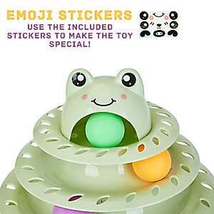 Gefryco Cat Toys 4-Tier Roller Track, Turntable Cat Tower Toy with Colorful Chase Balls, Multi-Level Interactive Cat Toys for Bored Indoor Adult Cats, Fun Puzzle Kitten Exercise Toys Self Play(Green)