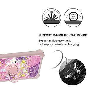 jioeuinly TCL ION V Case Compatible with TCL ION X Phone Case TCL 40Z 40 Z Phone Case T607DL Cover [with Tempered Glass Screen Protector][Ring Support][Gold Glitter+Luminous] JSF-DJS
