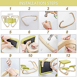 Kneeling Chair, Ergonomic Rocking Kneel Seat Mobile, Relieving Stress Backs Neck Pain, Posture Correcting Wood Knee Stool for Home Office Good Posture Computer Stool,Gray