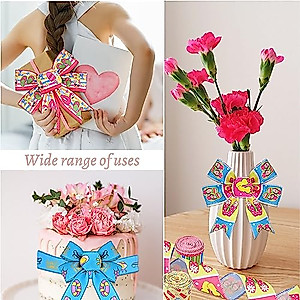 6 Rolls 30 Yards Summer Wired Ribbon Flip Flop Waves Polka Dot Stripe Fabric Decorative Ribbon Summer Themed Burlap Ribbons for Summer Wreath Bow DIY Craft