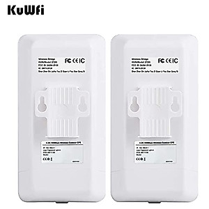 Wireless Bridge, KuWFi 2.4G Outdoor CPE Point to Point Long Range Access Nano Station with 12dBi Panel Antenna, Support 24V POE[2-Pack, Pre-Pairing]