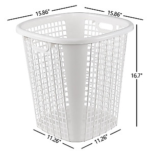 Ortodayes 6-Pack 50 L Large Laundry Baskets, Plastic Clothes Basket Laundry Hamper, White