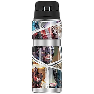 Captain America Cap Brushstroke Collage THERMOS STAINLESS KING Stainless Steel Drink Bottle, Vacuum insulated & Double Wall, 24oz