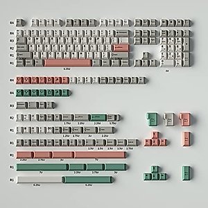 Sumgsn 192 Keys Double Shot 9009 Keycaps Cherry Profile with 7u Spacebar Fit for 61/64/87/104/108 Cherry Mx Switches ANSI ISO Mechanical Keyboard