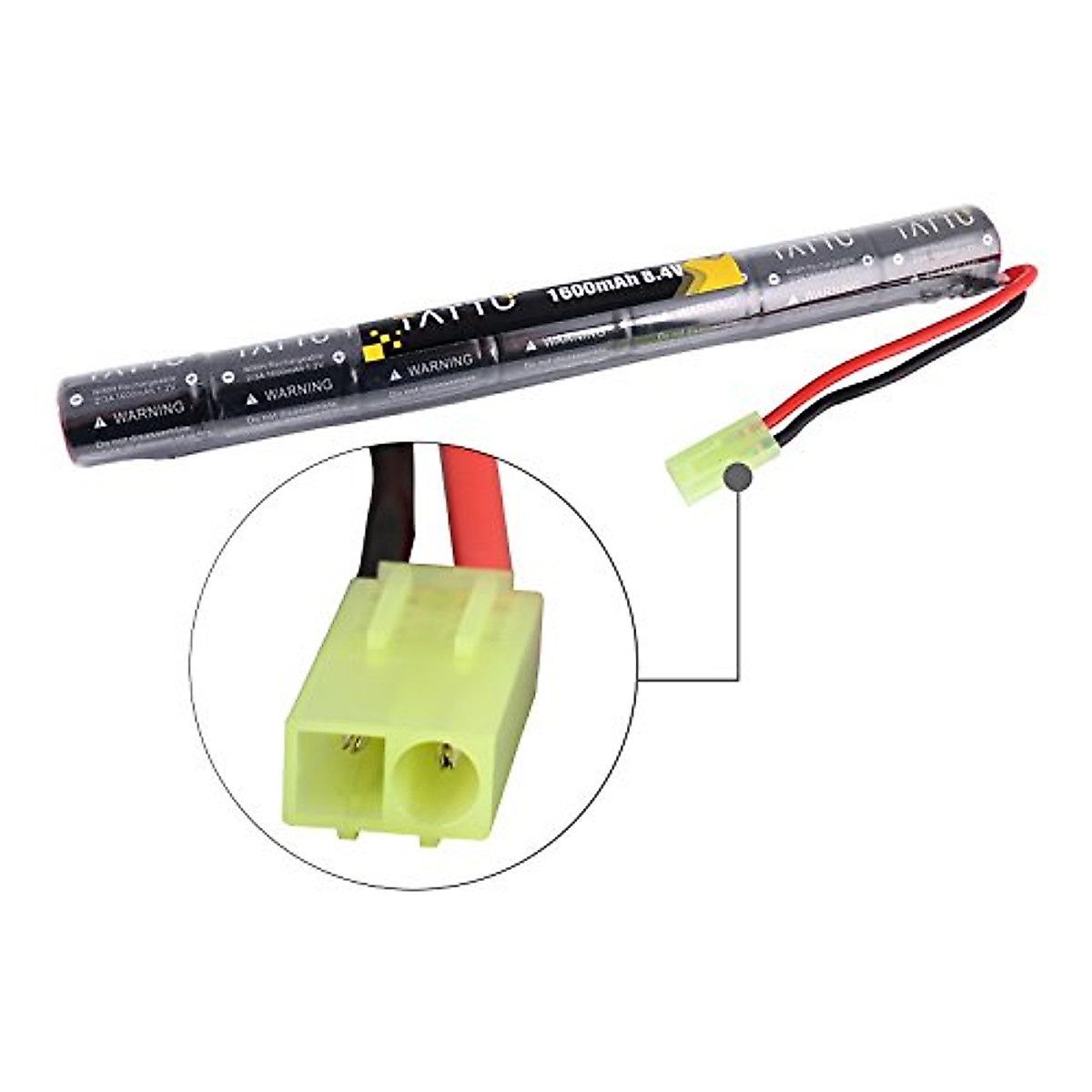 TATTU 8.4V NiMH Airsoft Battery,1600mAh Butterfly Nunchuck Stick Battery with TMY Connector for Airsoft Gun