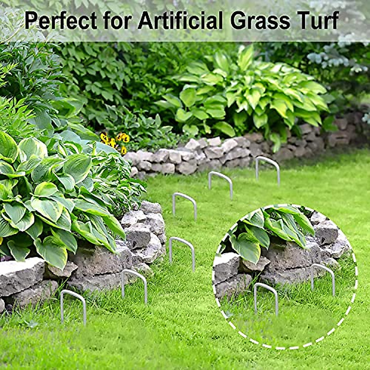 U&MEI Landscape Staples, 8" Heavy-Duty Garden Stakes Ground Landscape Pins,U-Shaped Galvanized Securing Weed Fabric Landscape Fabric Netting Ground Sheets and Camping Tent 50 Pack (8.0inch)