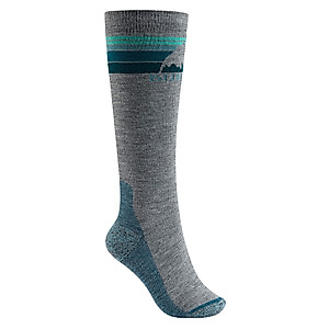 Burton Womens Emblem Midweight Sock, Gray Heather, SmallMedium