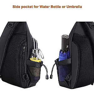 MOSISO Sling Backpack Double Layer Hiking Daypack Men/Women Chest Shoulder Bag, Black