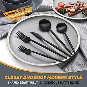 Luxury Matte Black Silverware Set, 20-Piece 18/8 Stainless Steel Flatware Sets for 4, Silverware Flatware Set for Home, Kitchen and Restaurant