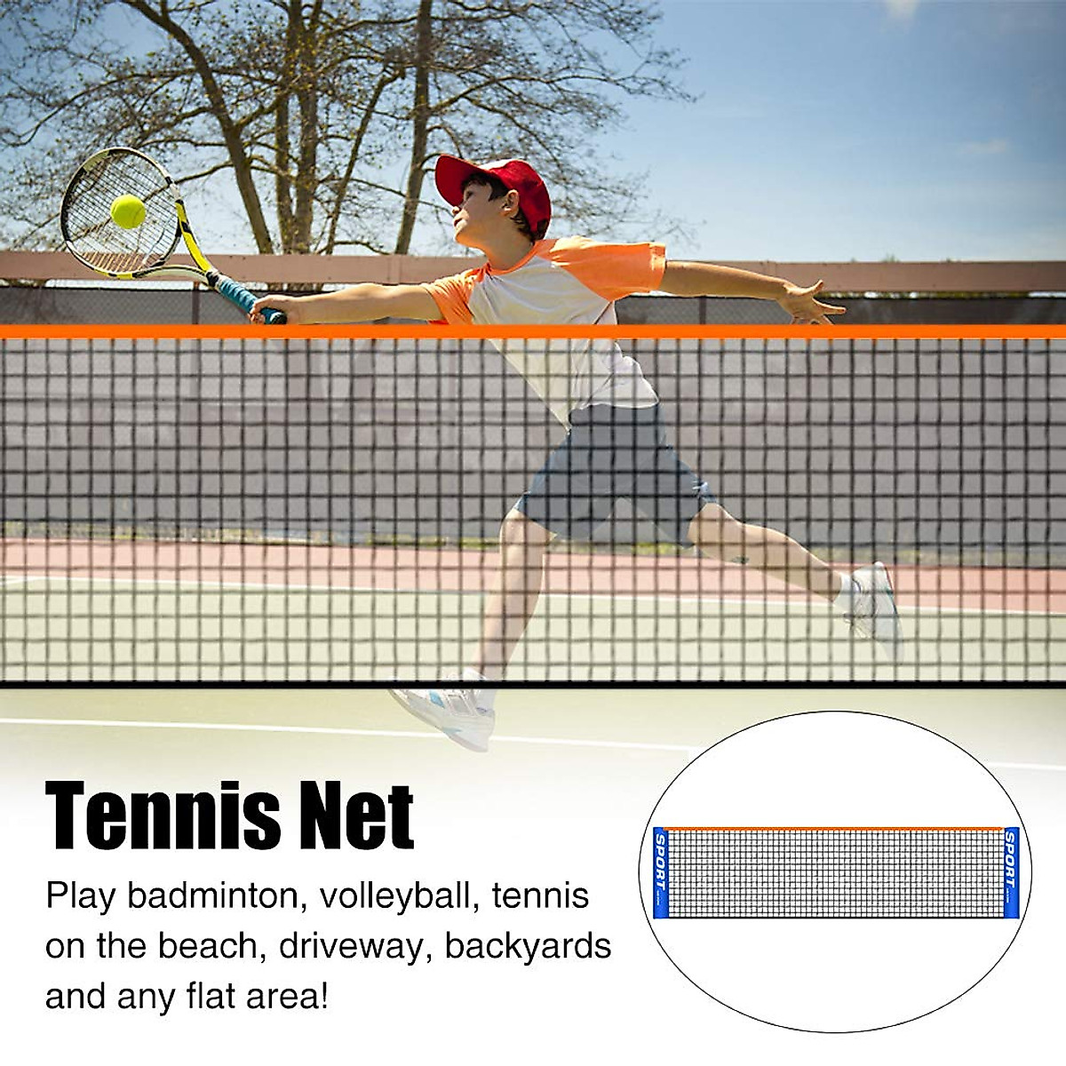 Portable Badminton Net for Tennis, Soccer, Volleyball Training Net Backyard Sport Training Foldable Portable Badminton Tennis Net for Indoor Outdoor Court Garden Beach Backyard (10ft)