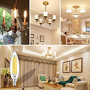 CRLight 8W High Brightness LED Candelabra Bulb 2700K Warm White, 80W Equivalent 800LM, E12 Dimmable LED Candle Bulbs, Upgraded Lengthened B11 Clear Torpedo Chandelier Light Bulbs, 8 Pack