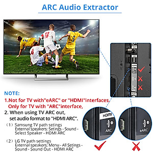 CAMWAY Digital to Analog Audio Converter,ARC Audio Extractor Audio Return Channel,Digital Optical SPDIF Coaxial and Analog 3.5mm L/R Stereo Audio Converter,Coaxial to 3.5mm and RCA