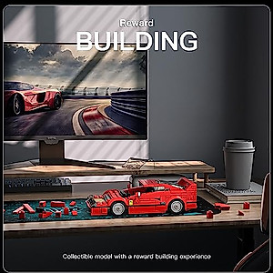 Mould King Speed Champion Racing Car Building Kit with Acrylic Display Case, F40 Super Car Building Blocks Construction Toy, Collectible Model Cars Building Sets for Adult and Kids 8+ (338 Pieces)