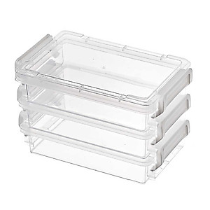 Clear Plastic Storage Box 3-Layer Stackable Stationery Case Portable Jewelry Storage Organizer for Jewelry, Lipstick, Business Cards, Erasers, Hair Accessories (1 Pack)