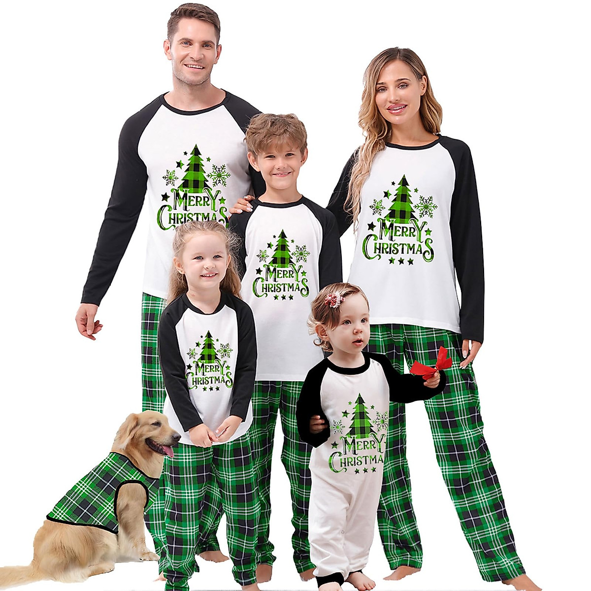 Awoscut Christmas Family Matching Pajamas Christmas Pjs Holiday Nightwear Sleepwear Sets Long Sleeve Pjs(S#697, Dog, L)