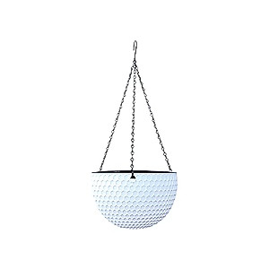 MileHouse Outdoor Indoor Hanging Planter Basket, Honeycomb Self Watering Resin Plant Flower Bonsai Hanger for Patio Garden White M