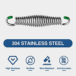 UEAKPIC 2 Pack Porch Swing Springs Heavy Duty - 1400Lbs,304 Stainless Steel Extension Spring for Hammock,Sunshade,Boxing Bag,Hanging Chair,Gym- Silver