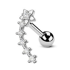 CM Crareesi Mania Star Cartilage Earrings 16G Curved Helix Piercing Jewelry Silver Stainless Steel Forward Helix Piercing Jewelry Gold Tragus Earrings for Women