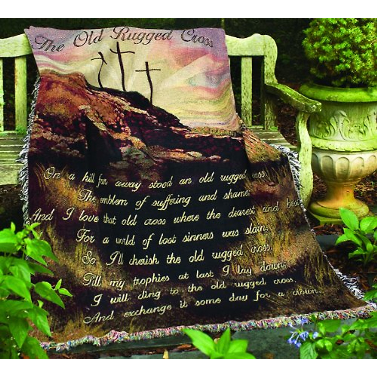 Manual Inspirational Collection 50 x 60-Inch Tapestry Throw, Old Rugged Cross