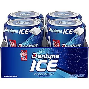 Dentyne Ice Peppermint Sugar Free Gum, 4 Bottles of 60 Pieces (240 Total Pieces)