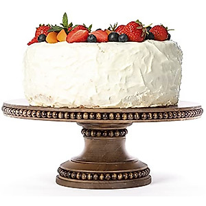 SMAAFIT 12 Inch Solid Cedar Wood Mud Pie Cake Stand for Wedding Decorative Display Serving Platter for Pastries Muffins Dessert Detachable Decorative Kitchen Server and Display(Brown)